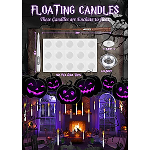 Dreacompy 20 Pcs Floating Candles with Wand, Room Decor, Flameless Candles, Candelabra LED Candle with Wand Control, Magic Hanging Decorations for Birthday, Party, Halloween Decorations