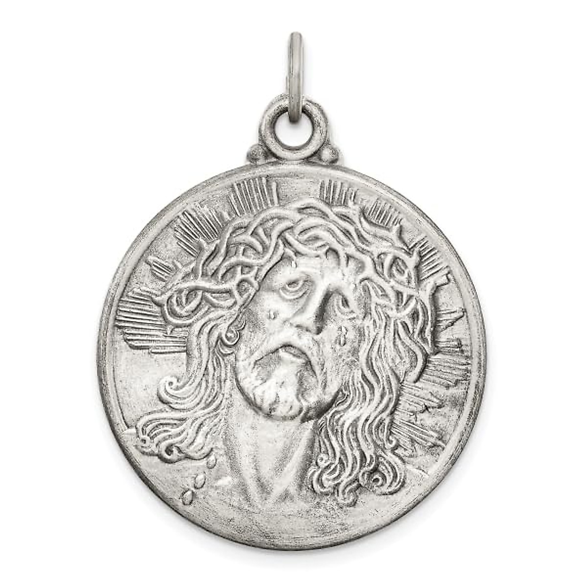 IceCarats 925 Sterling Silver Vintage Ecce Homo Jesus Christ Head Medal Necklace Religious Pendant Christian Faith Charm 38mm x 28mm Only