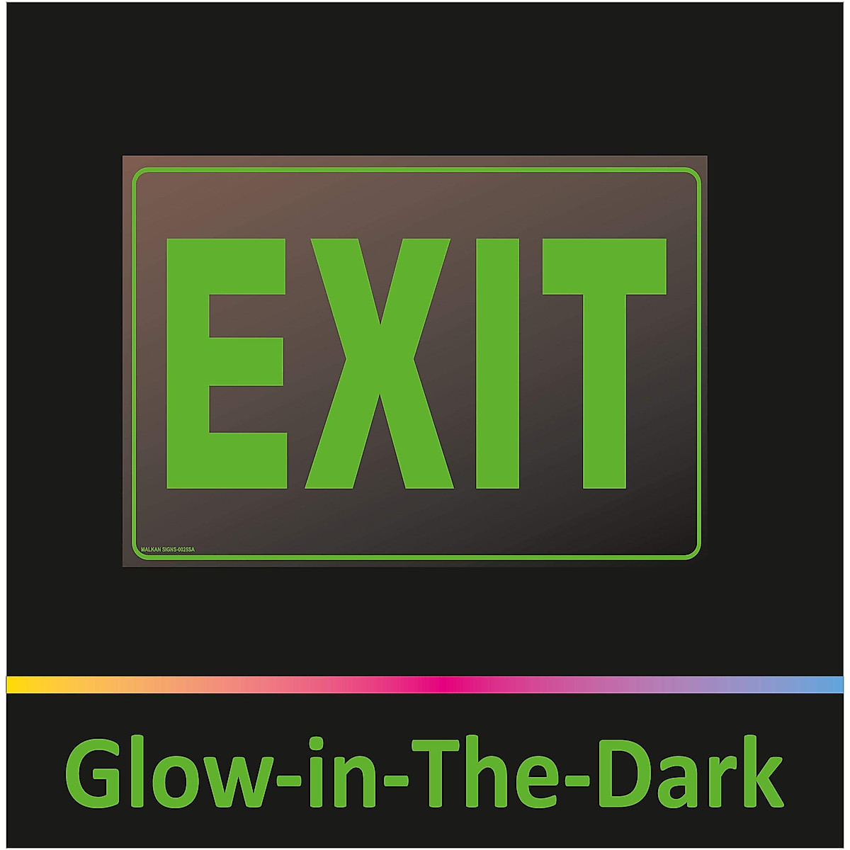 5 Pack Exit Sign for Business Lighted Glow in the Dark for Business - Comes with 2-Sided Tape - Non-Fade Colors/Durable, UV Protected, Easy to Mount - Waterproof - Peel & Stick