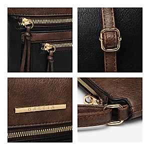 Dasein Crossbody Purse for Women Vegan Leather Shoulder Handbags Messenger Bags with Multi Zipper Pockets