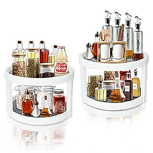 FVIEXE 2PCS Non-Skid Two Tier Cabinet Lazy Susan Turntable 10 Inch, 360 Degree Rotating Kitchen Spice Rack Spinning Lazy Susan Turntable Organizer, Pantry Countertop Vanity Bathroom Display Stand