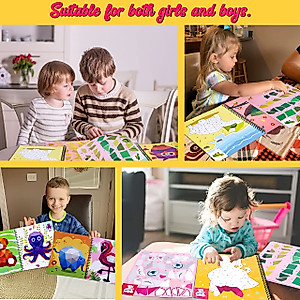 4PCS Crafts for Kids Ages 4-8 Sticker Books - Includes Dinosaur Llama Turtle and More Animal Designs Gift Party Create 40 Pictures