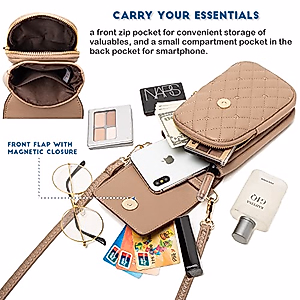 KINOUCHI Cell Phone Purse Small Crossbody Bags for Women - Leather Shoulder Handbag Wallet Messenger Bag for Travelling