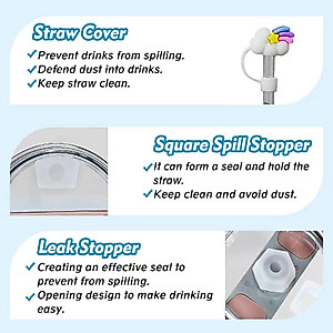 8PCS for Stanley Cup Accessory, Spill Stopper for Stanley 40 oz Tumbler with Handle 30 oz, FAMOPLAY Leak Stopper for Stanley Quencher H2.0 Tumbler 30oz&40oz, Silicone