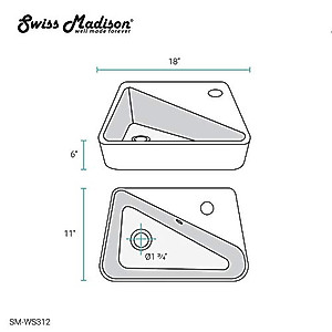 Swiss Madison Well Made Forever SM-WS312 Plaisir Wall Hung Sink, Glossy White