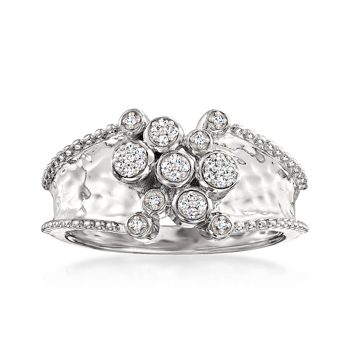 Ross-Simons 0.10 ct. t.w. Diamond Bubble Ring in Sterling Silver. Size 7