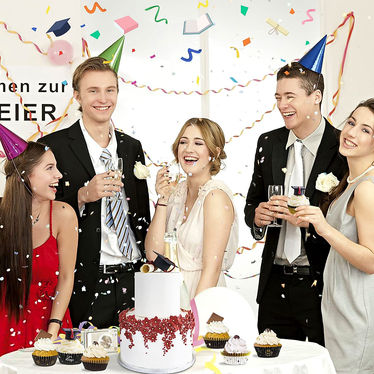 Graduation Cupcake Liners, SANNIX 450pcs Congrats Grad Baking Cups 2023 Cupcake Wrappers Paper Wraps Muffin Liners for Graduation Birthday Party Candy Cake Decorations Supplies (9 Designs)