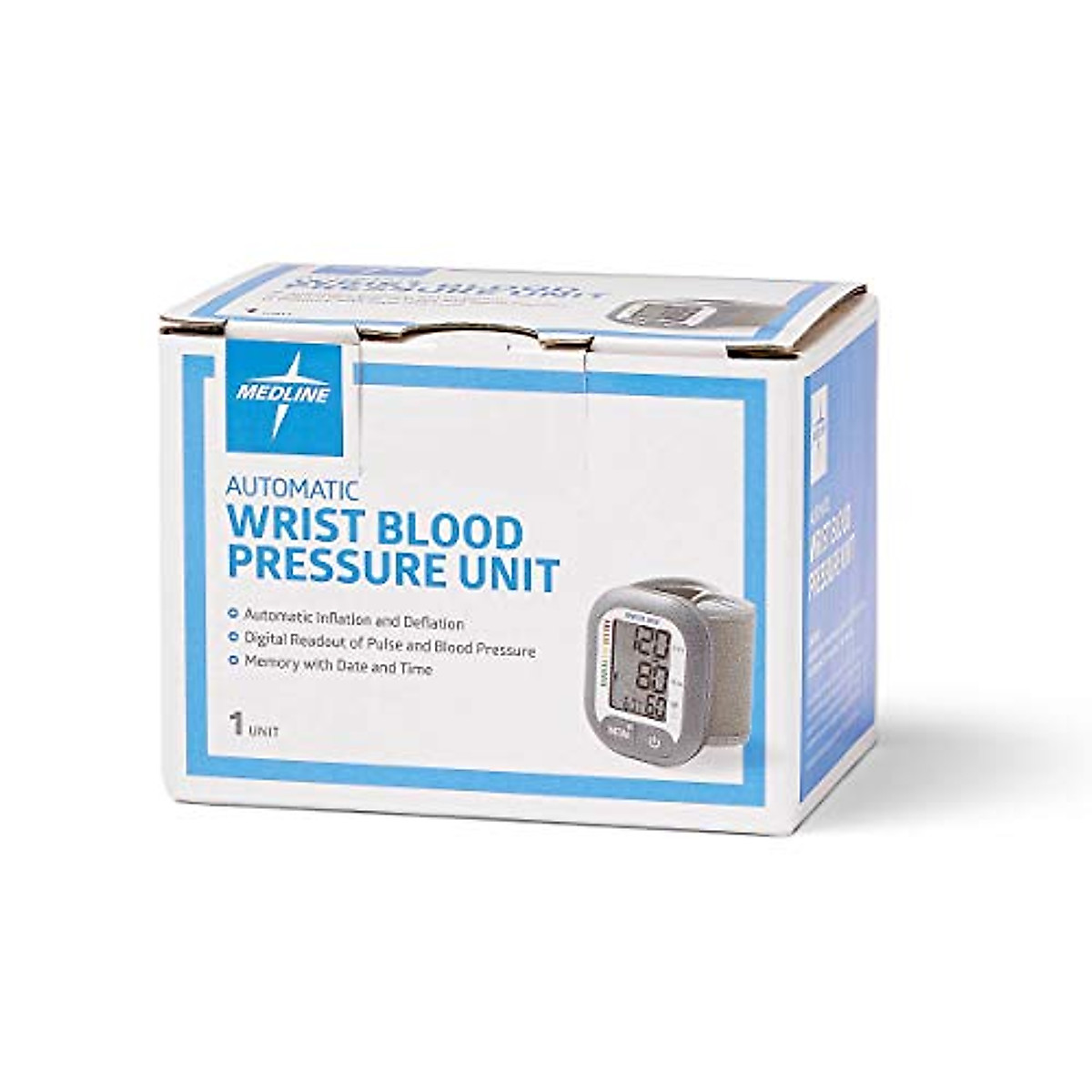 Medline Digital Wrist Blood Pressure Monitor, BP Cuff with Batteries Included (60 Reading Memory)