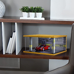 Giorkecl 1/32 Model Car Display Case，Model Car Parking Lot Garage，Display Case for Diecast Cars，2 Parking Space Acrylic Toy Garage with LED Light