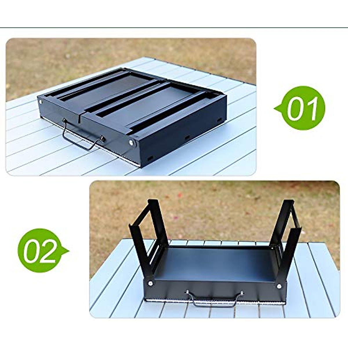 Charcoal Grill Barbecue Portable BBQ - Stainless Steel Folding Grill Tabletop Outdoor Smoker BBQ for Picnic Garden Terrace Camping Travel、travel bbq