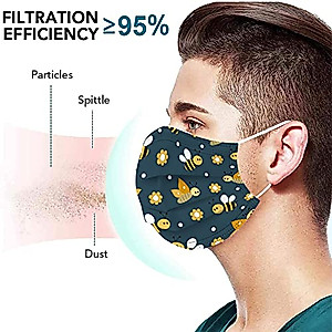 SHENQI 50 Packs Spring Disposable Face Masks Adult with Patterned Designs 50 Count (Pack of 1) face cover 0
