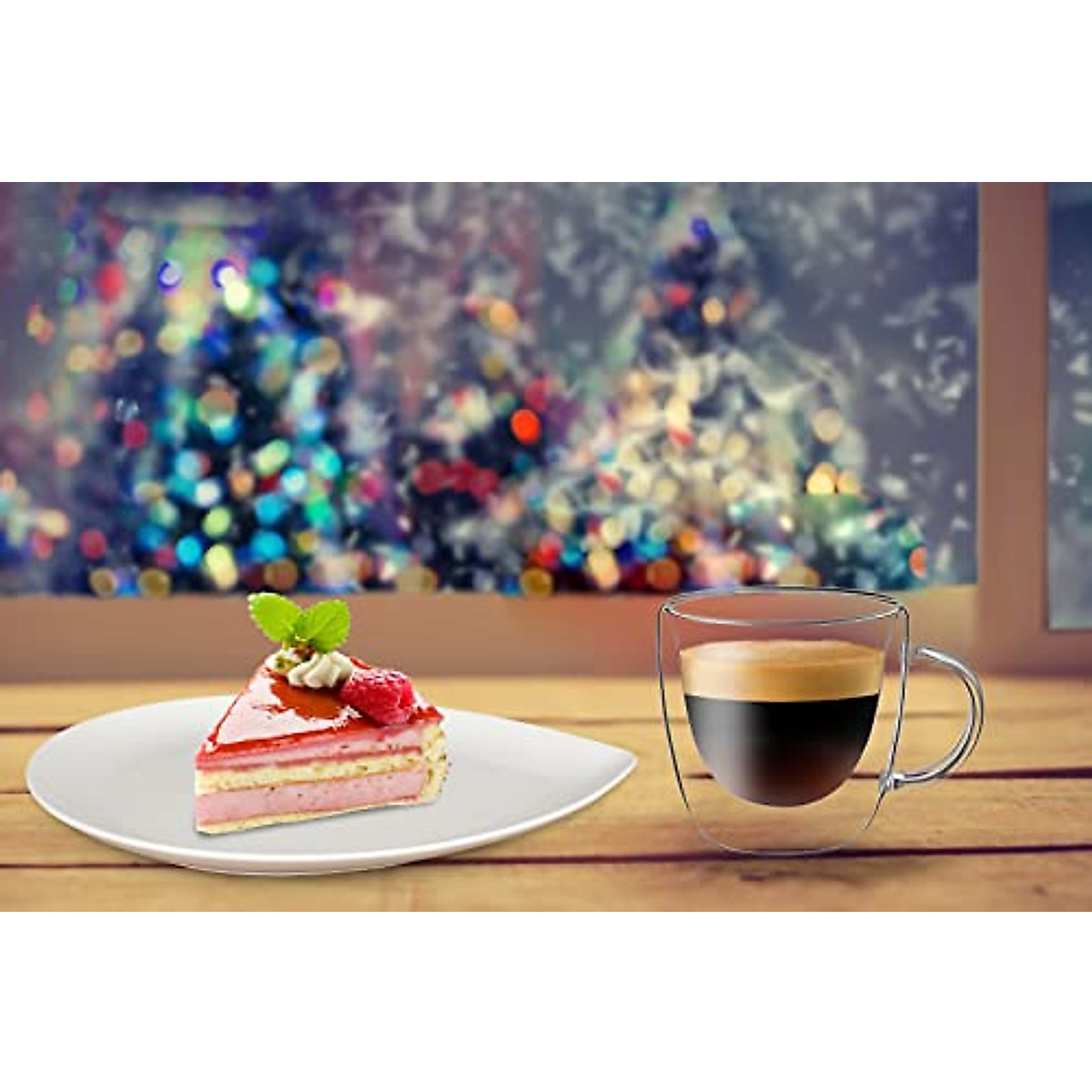 Red Rocks Double Wall Insulated Espresso Cups – Set of 2 4 Oz Double Walled Glass Coffee Mugs with Handles – Lead-Free Borosilicate Glass Espresso Cups – Thermal Clear Glass Cups for Home, Bar