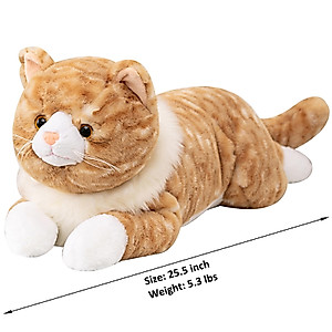 Fawowe Cat Weighted Stuffed Animals, 5.3 lbs 25.5 inch Weighted Cat Plush Toy Realistic Cat Weighted Plush Animals Pillow Gifts for Adults and Kids