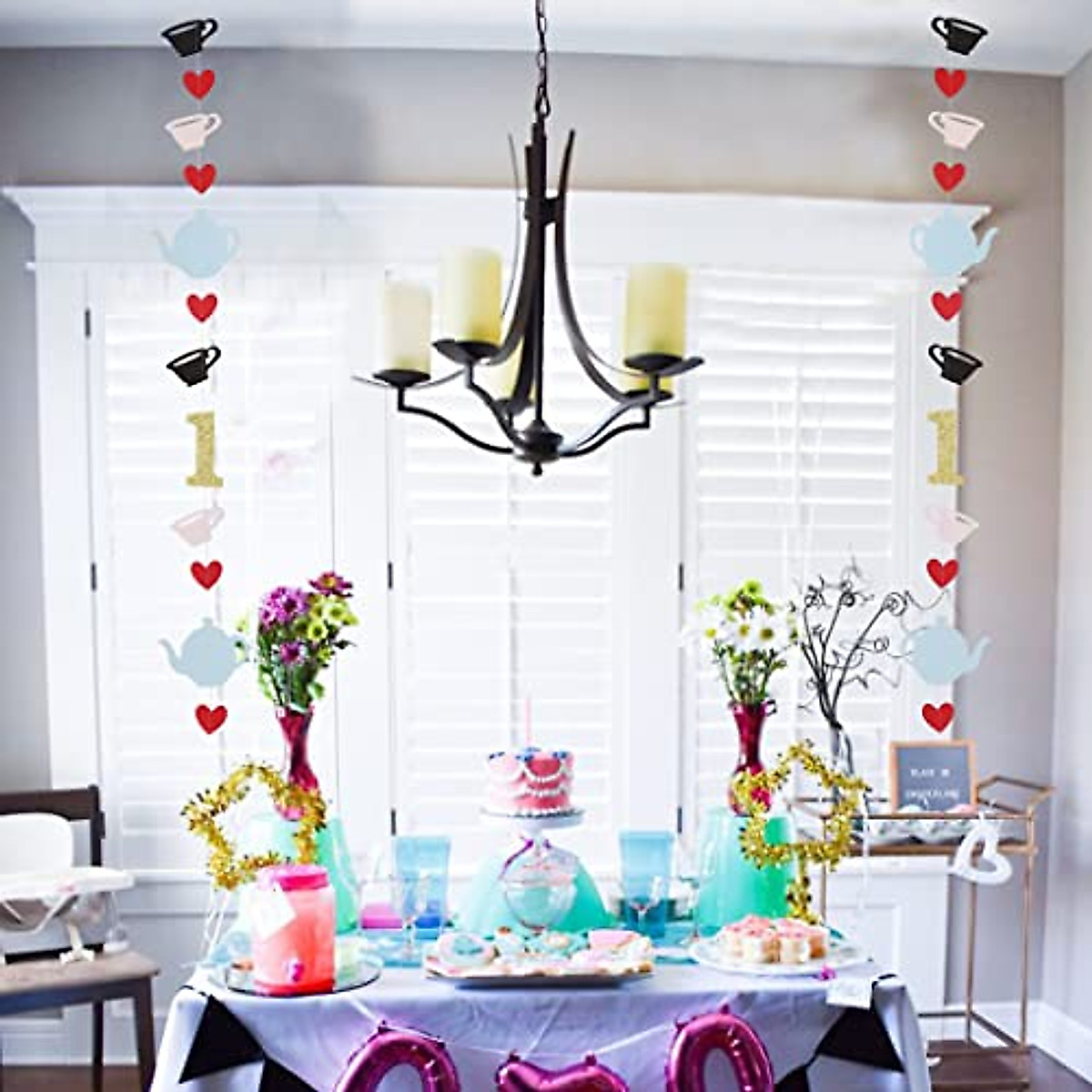 Alice In Onederland Banner For Wall Decor - Tea For Two Birthday Decorations, First Birthday Photo Backdrop,blue Wonderland For 1st Birthday Party Surprise