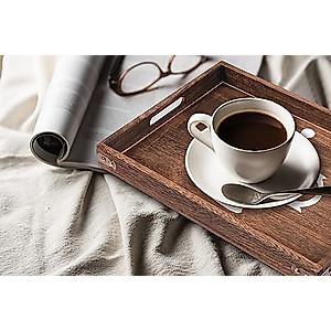 It's Tea Time - Rectangle Wooden Coffee Serving Tray with Handles, Funny Rustic Farmhouse Foods Tray Coffee Table Tray Home Kitchen Decorative for Christmas Birthday Tea Lovers Gifts