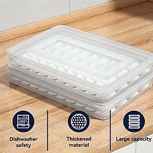 HERCHR Dumpling Storage Box, 4 Layer Food Storage Containers with Lids, Storage,Stackable Large Capacity Fridge Transparent Food Storage Box for Kitchen and Fridge