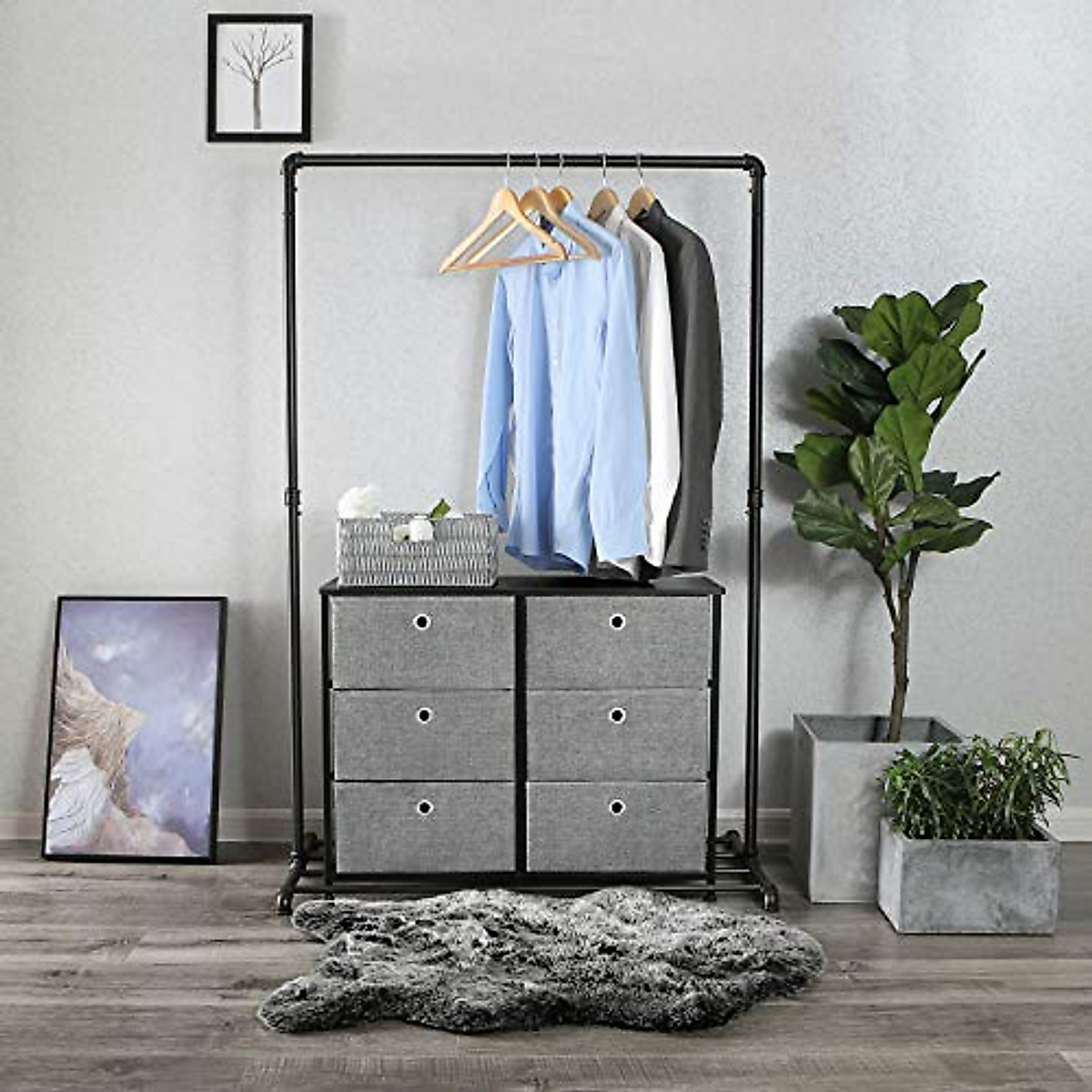 SONGMICS Narrow Dresser with 4 Fabric Drawers Vertical Slim Storage Tower Unit, 31.5", Gray
