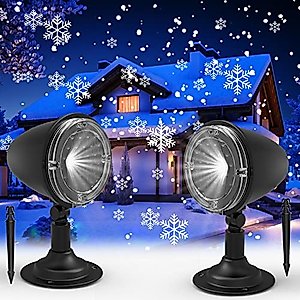 Snowfall LED Light Projector,Syslux Christmas Snow Light,Snowfall Projection Light with Snowstorm Effect for Christmas,Holiday,Halloween,Party,Garden,Wedding,Indoor Outdoor Decorations - 2 Sets