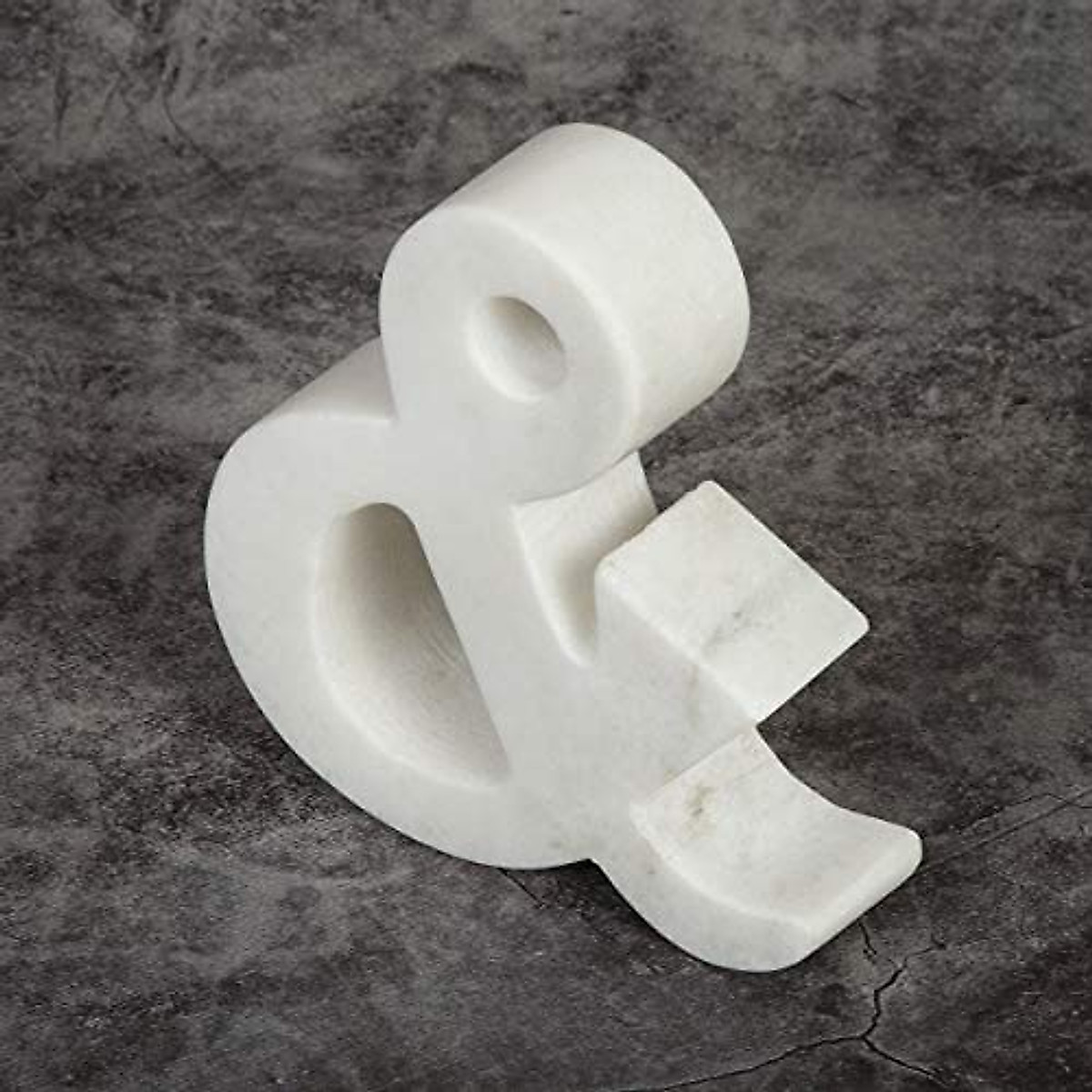 Creative Home 74864 Natural Marble Stone Letter Ampersand, Bookends, Paper Weight, 5.5" W x 5-7/8" H, 1-1/2" D, Off-White (patterns may very)