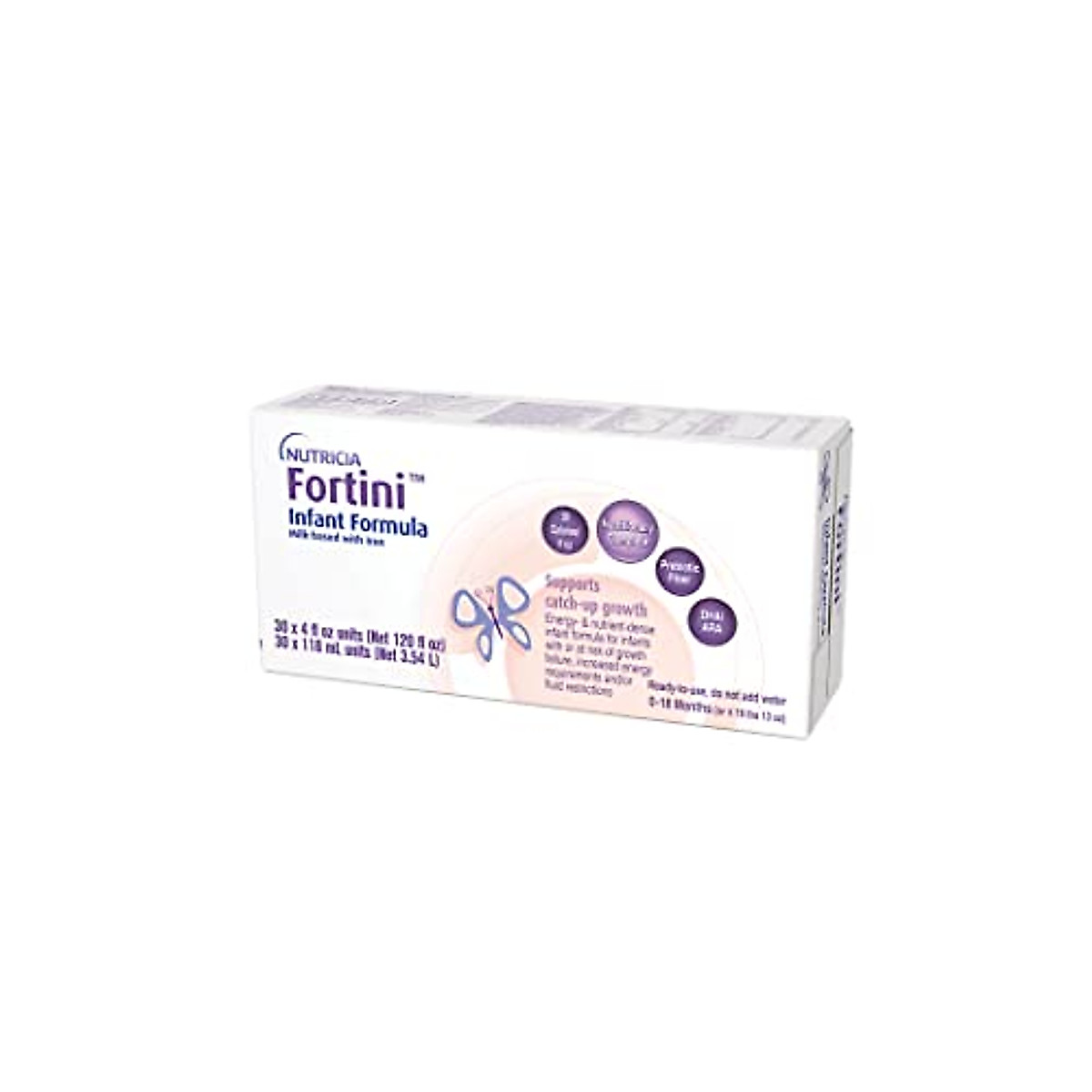 Nutricia Fortini Infant Formula - Milk-Based, Energy-and Nutrient-dense Baby Formula with Iron - 4 Fl Oz Carton (Case of 30)