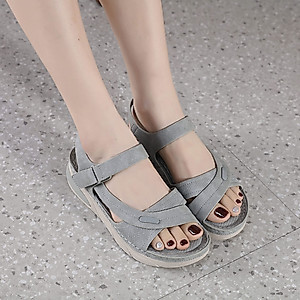 YTINGNICE Women's Comfortable Walking Sandals Summer Athletic Hiking Sandals Beach Outdoor Light Weight Water Sandals (Grey,US 7.5-8/EU 39)