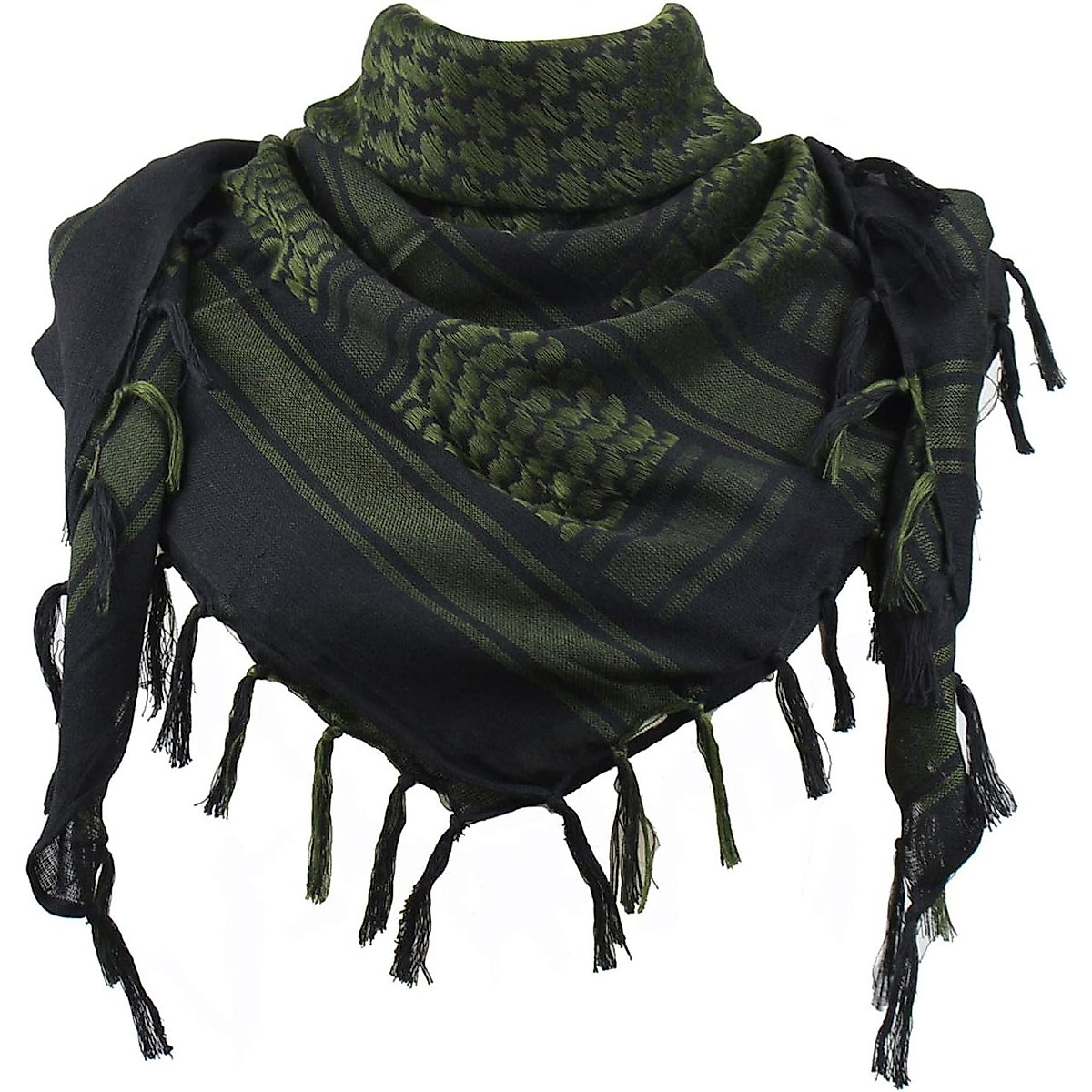 Explore Land Cotton Shemagh Keffiyeh Tactical Desert Scarf Neck Head Wrap with Tassel for Men Women