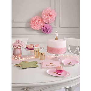 Talking Tables Pink Number 7 Candle with Gold Glitter Premium Quality Cake Topper Decoration For Kids, Adults, 7th, 70th Birthday Party, Anniversary, Milestone Age, Height 8cm, 3"