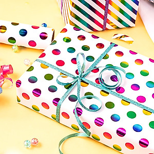 WRAPAHOLIC Birthday Wrapping Paper Roll - Mini Roll - 3 Rolls - 17 inch x 120 inch Per roll - Colorful Foil Birthday Design for Party, Holiday, Baby Shower