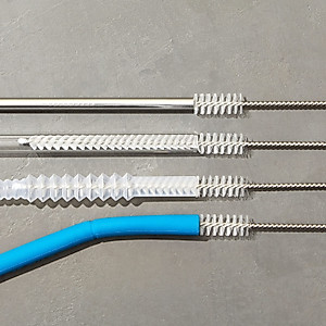 4 Pack Metal Straw Cleaner Brush, Extra Long Stainless Steel with Bristles for Cleaning Water Bottles, Boba Straws, Pipes, Tubes (12 in)