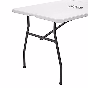 Living and More 6 Foot Fold-in-Half Table with Curve Legs, White
