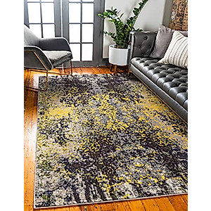 Unique Loom Estrella Collection Distressed, Abstract, Dark Colors, Modern Area Rug, 3 ft 3 in x 5 ft 3 in, Gray/Beige