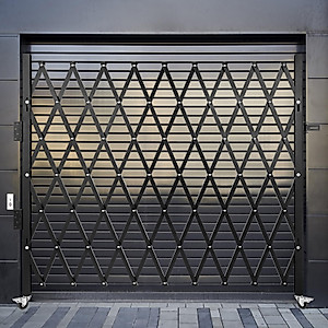 VEVOR Single Folding Security Gate, 87" H x 94" W Folding Door Gate, Steel Accordion Security Gate, Flexible Expanding Security Gate, 360° Rolling Barricade Gate, Scissor Gate/Door with Padlock
