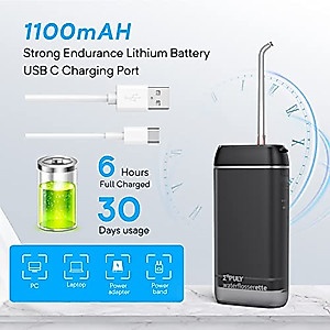 Water Flosser for Teeth, Enpuly Mini Portable Rechargeable Dental Oral Flossing Irrigator for Braces with 5 Jet Tips, 3 Modes & IPX8 Waterproof, for Travel & Home (Black)