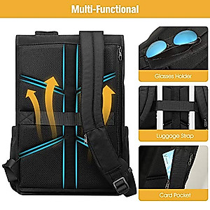 Expandable Roll Top Laptop Backpack, FINPAC Anti-Theft Daypack for Travel Work (Burgundy)