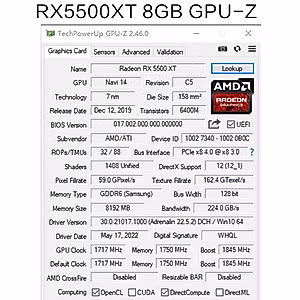 51RISC RX 5500 XT Graphics Card, 8GB GDDR6 128bit PCIe 4.0 HDMI DisplayPort Gaming Video Card for Desktop (Radeon RX 5500 XT)