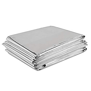 6 Pack Emergency Mylar Thermal Blankets. Space Blanket Survival rescue insulating reflective foil kit Camping Blanket Outdoors Hiking Survival Bug Out Bag car marathons first aid cold/heat (aluminum)