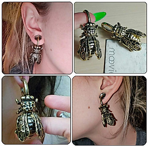 Pair Solid Brass Bee Ear Weights in Tribal Antique hoop earring Body Piercing Jewelry
