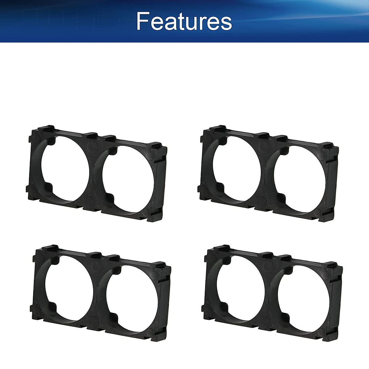 Heyiarbeit 40pcs 2 x Cell 32650 Battery Holder Bracket Cell Safety Shockproof Plastic Brackets for 32650 Lithium Batteries 32.4mm Hole Dia