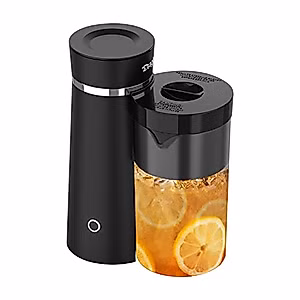 KINGTOO Iced Tea maker with Pitcher, 2qt Ice Tea Coffee machine for Sweet Tea and Ground Coffee, Black