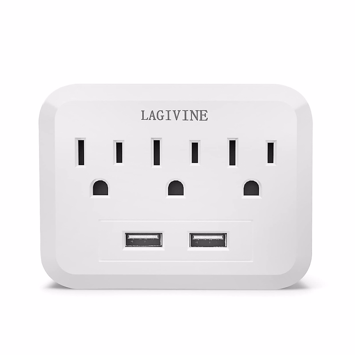 USB Wall Charger Surge Protector, 3 Outlet Extender with 2 USB Ports Outlet Adapter,Multi Plug Outlet Splitter for Travel, Home Office Accessories(White)