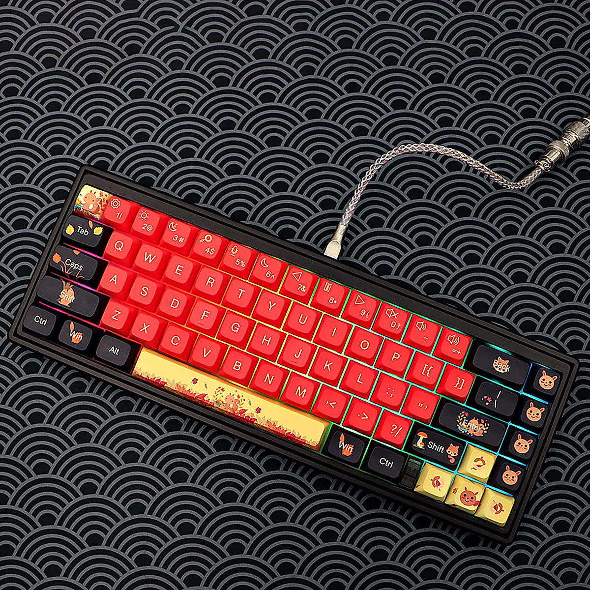 Squirrel Diary XDA Keycap 139 Keys Keycap Five-Sides Thermal for Mechanical 7U 6.25U Space XDA Profile Keycaps Cartoon Animal Theme 139-key Keycap Set for Gaming Keyboards