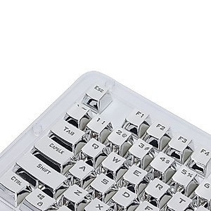 104Pcs Keycaps,DIY Personalized Design Metallic Durable Stable Two Tone Translucent Backlit Mechanical Keyboard Caps,Gaming Keyboard Replacement Parts(Silver)