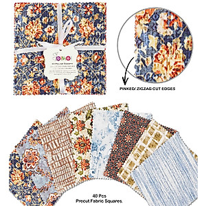 Soimoi Floral Floral with Texture Print Precut 5-inch Cotton Fabric Quilting Squares Charm Pack DIY Patchwork Sewing Craft- Multicolor