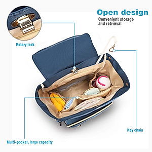 QIMIAOBABY Diaper Backpack, Waterproof Nylon Baby Nappy Storage Bag (Blue)