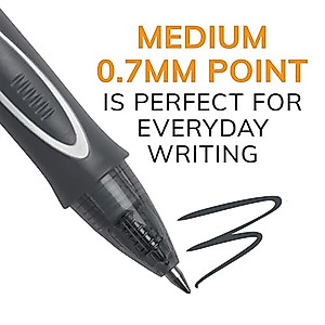 BIC Gelocity Quick Dry Black Gel Pens, Medium Point (0.7mm), 8-Count Pack, Retractable Gel Pens With Comfortable Full Grip