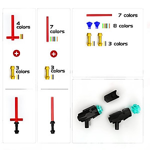 BingBricks 105pcs Light Sword Saber Blaster Building Blocks Accessory Pack for Lego Star Wars Fans, Third Party Building Accessories Compatible for Lego Minifigures