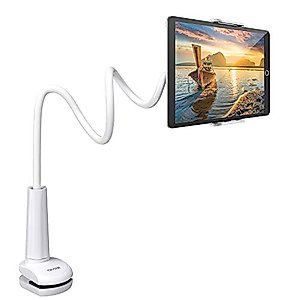 Tryone Gooseneck Tablet Holder Stand for Bed Adjustable Flexible Arm Tablets Mount Clamp on Table Compatible with iPad Air Mini | Galaxy Tabs | Kindle Fire | Switch or Other 4.7-10.5" Devices