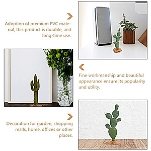 Fake Cactus Figurine Artificial Succulent: 2Pcs Silk Cactus Statues Reptile Plant Accessories for Fairy Garden Aquarium Terrarium Decoration