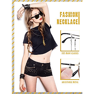 Konohan 7 Pcs Eyeglass Chains Eyeglasses Strap Glasses Holder Necklace Eyewear Chain Reading Lanyard for Glasses Women Men (Silver)