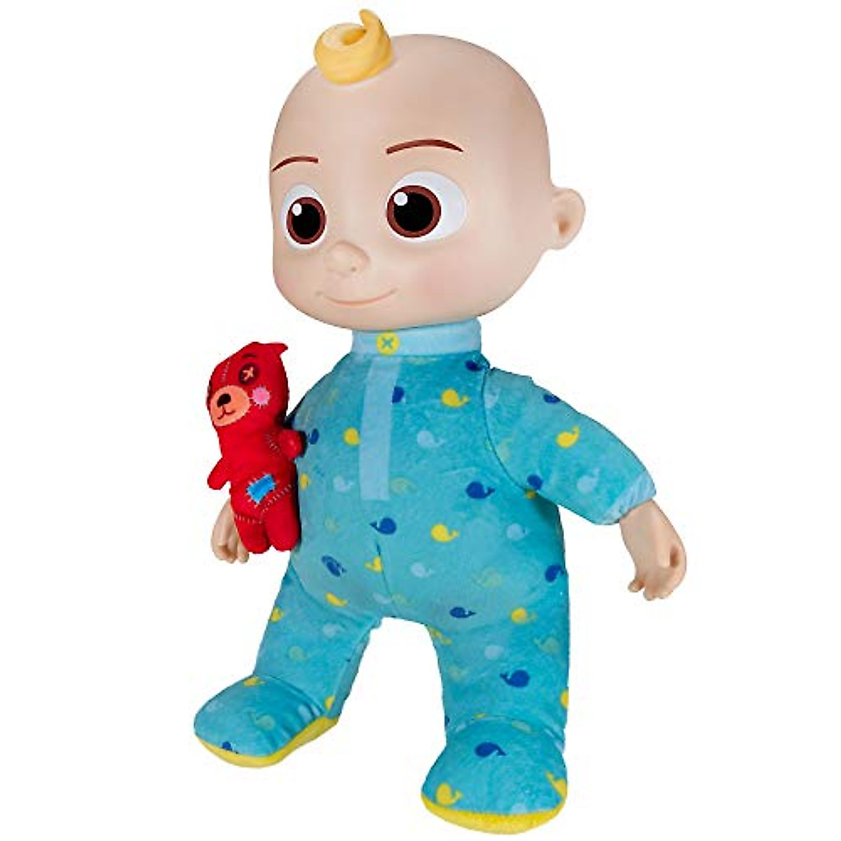 CoComelon Official Musical Bedtime JJ Doll, Soft Plush Body – Press Tummy and JJ sings clips from ‘Yes, Yes, Bedtime Song,’ – Includes Feature Plush and Small Pillow Plush Teddy Bear – Toys for Babies